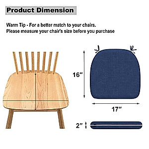 DYTXIII Outdoor Chair Cushion with Ties Set of 2, Round Corner Waterproof Patio Seat Cushion 17"x 16" for Outdoor Furniture, Textured Navy