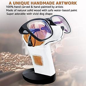VIPbuy Handmade Dog Pattern Wood Carving Glasses Spectacle Holder Stand Sunglasses Display Rack Home Office Desk Décor Christmas Gift