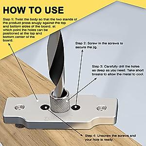 TOPOWN Aluminum Dowel Jig Kit Floating Shelf Bracket Jig 1/2" Dowel Jig Dowel Jig Self Centering Jig for Floating Shelf Dowel Jig for Straight Hole Centering Drill Jig Doweling Jig(Drill Not Included)