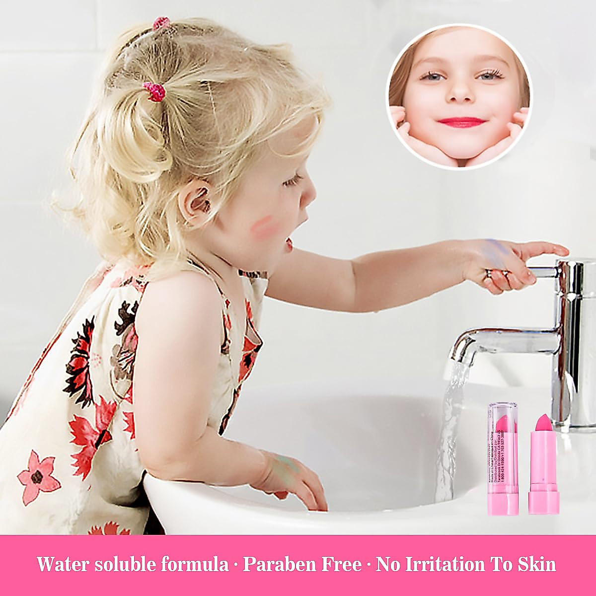 MAKE YOU UP 8Pcs Lip Glosses Care Set with Suitcase, Glitter Popsicle Shape Fruity Flavors Lip Glosses Lipsticks in Realistic Suitcase Toy for Kids Makeup Ages 5+, Non Toxic & Kids Friendly