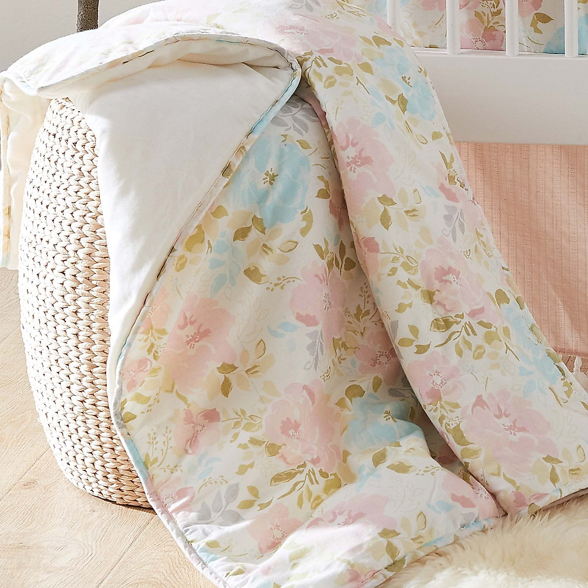 Levtex Baby Nest & Nod Amelia 3pc Bedding Set, Cotton, Pink, (Quilt, Dust Ruffle, Crib Fitted Sheet)