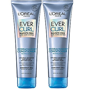 L'Oreal Paris EverCurl Sulfate Free Shampoo and Conditioner Kit for Curly Hair, Lightweight, Anti-Frizz Hydration, Gentle on Curls, with Coconut Oil, 8.5 Ounce, Set of 2 (Packaging May Vary)