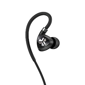 JLab Fit 2.0 Bluetooth Enabled Wireless Sports Earbuds | Bluetooth 4.1 | 10mm Titanium Drivers | 6 Hour Battery Life | IP55 Sweatproof | Flexible Memory Wire | Black