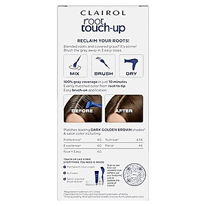 Clairol Root Touch-Up by Nice'n Easy Permanent Hair Dye, 4G Dark Golden Brown Hair Color, Pack of 2