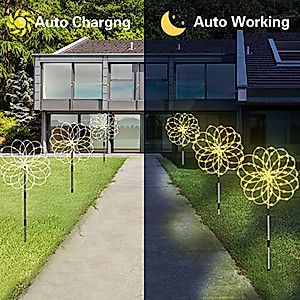 Solar Outdoor Garden Lights, [3 Pack] 360LED Solar Firework Lights 8 Modes Waterproof with Remote Control, Warm Yellow Starburst Fairy Lights for Pathway Backyard Patio Christmas Lawn Wedding Decor