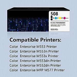 508X High-yield Toner Cartridge 2Black, Cyan, Magenta, Yellow Toner Cartridges (5-pack) | Replacement for HP 508X Toner Works with Color Enterprise M552, M553, Color Enterprise MFP M577 Series|CF360XQ