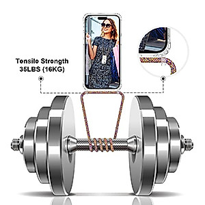 UYMO Crossbody Case for iPhone 14 Pro 6.1", Crossbody Cover with Neck Cord Strap,Transparent Clear PC TPU Lanyard Case with 2 Tempered Glass Screen Protector & 1 Camera Lens Protector,Rainbow