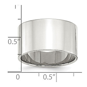 Diamond2Deal Sterling Silver 12mm Lightweight Flat Band Ring for Women Size 7.5