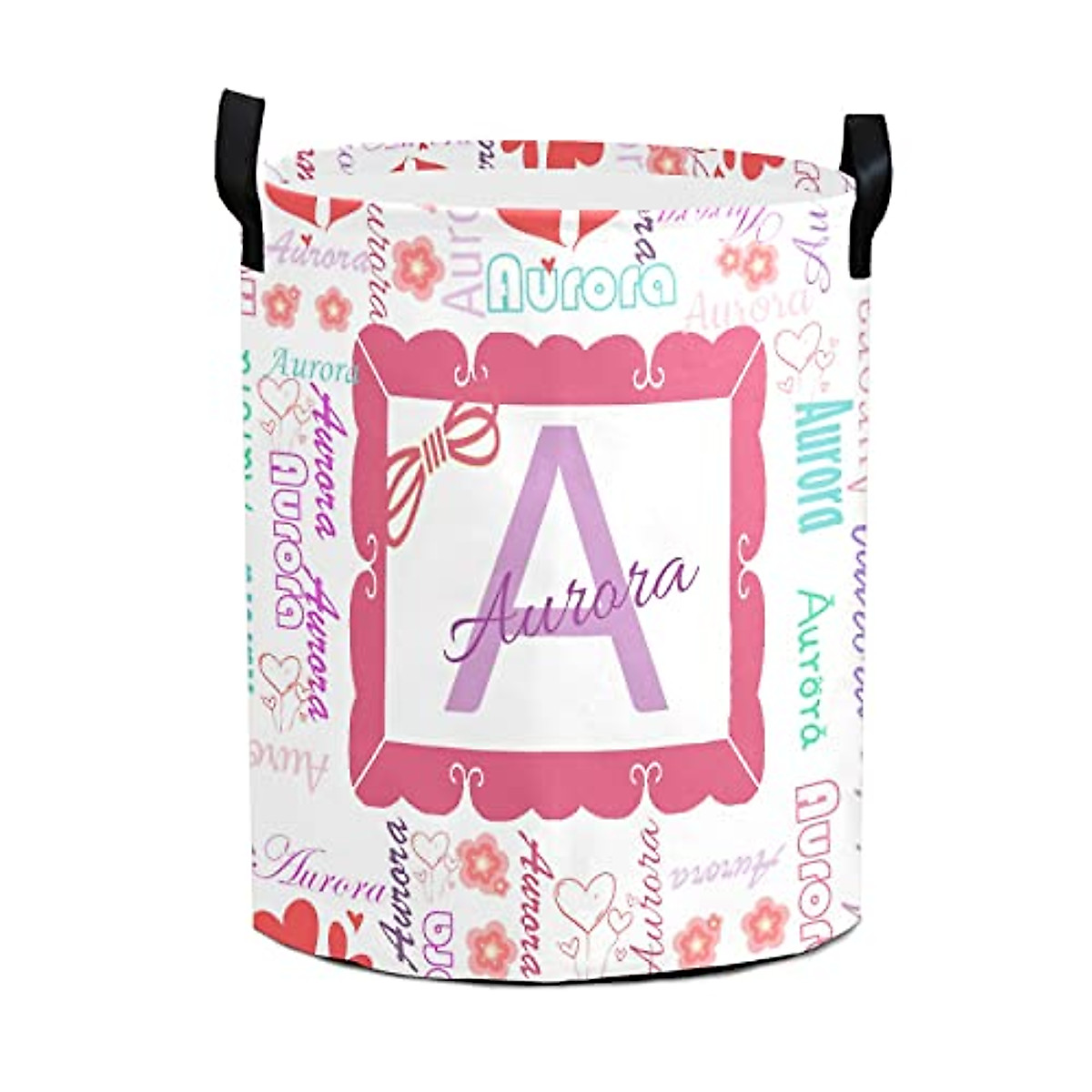 Custom Laundry Baskets with Name Personalized Laundry Hamper Collapsible Clothes Storage Basket with Handle for Bathroom Living Room Bedroom
