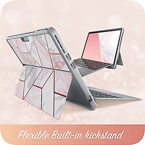 i-Blason Cosmo for Microsoft Surface Pro 11 Case/Pro 10 Case/Pro 9 Case 5G Slim Stylish Protective Bumper Shockproof Stand Folio Case for Surface Pro 9 Compatible with Type Cover Keyboard, Marble