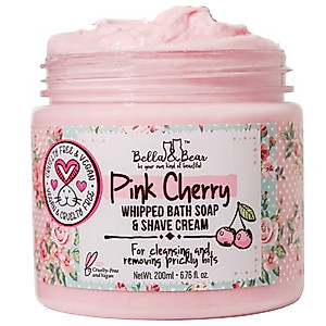 Bella & Bear Pink Cherry Bath Soap & Shave Cream, Paraben Free, No Harmful Chemicals, Cruelty Free, Vegan, 6.7oz