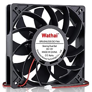 Wathai 120mm x 25mm 12V High Pressure CFM Fan Dual Ball High Speed DC Brushless Cooling Fan