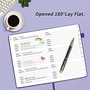 Address Book with Alphabetical Tabs, Hardcover Password Book, Address Organizer Keep Track of Phone Numbers, Special Days, Birthdays, Anniversaries and Notes (5.3'' x 7.7", Deep Purple)