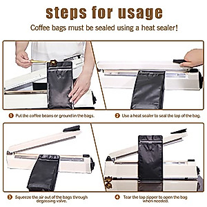 DMPACKDM Coffee Bags with Valve(12 oz,3/4 lb,50pcs) Black High Barrier Aluminumed Foil Flat Bottom Heat Sealed Coffee Beans Packaging Bags Side Zipper Resealable Bags for Home or Business