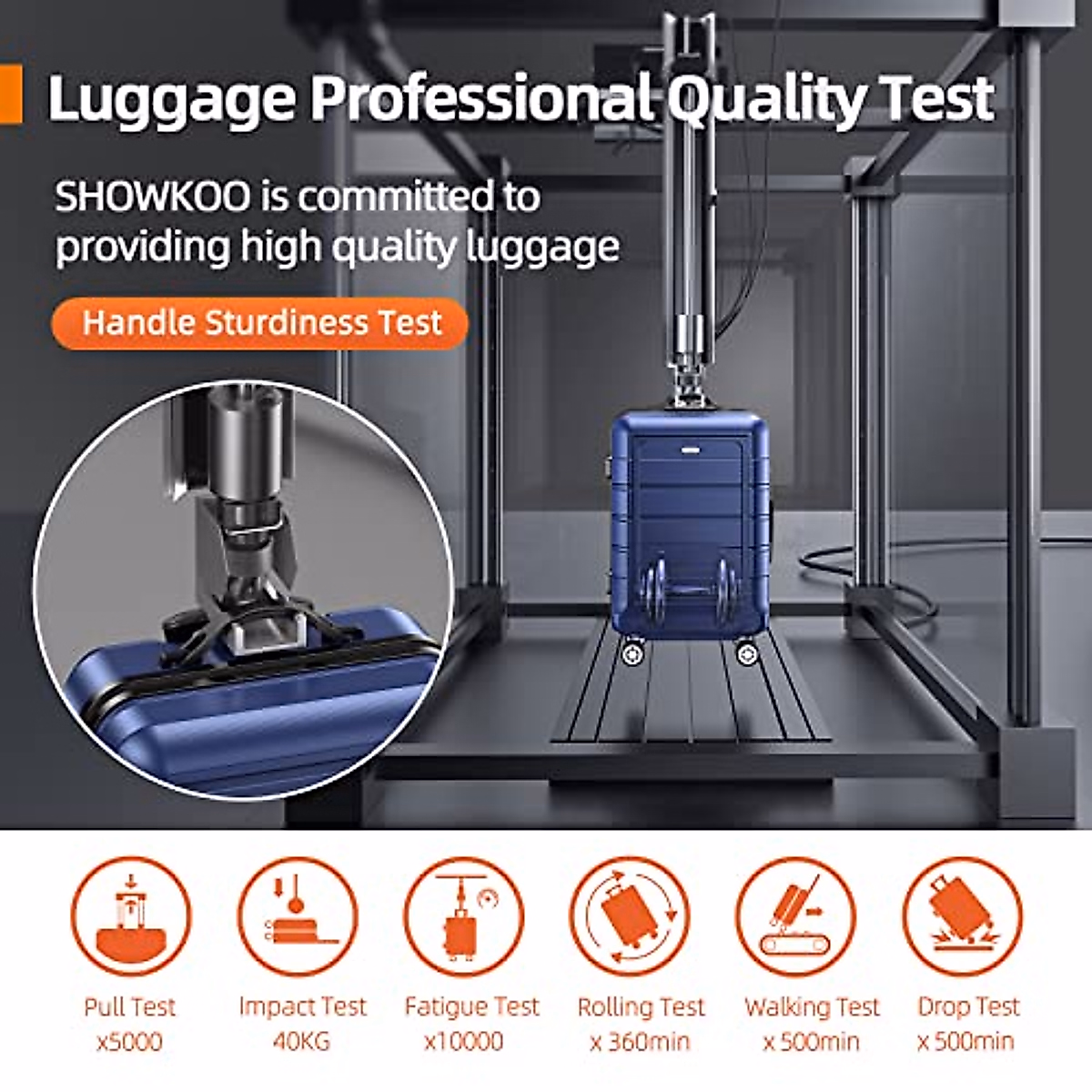 SHOWKOO Luggage PC+ABS Durable Expandable Hardside Suitcase with Double Spinner Wheels TSA Lock 28-Inch, Blue