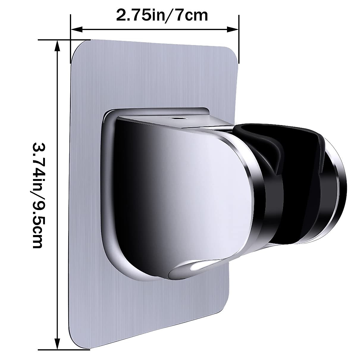 1Pcs Strong Adhesive Waterproof Shower Head Stand, Self Adhesive Shower Head Holder, Adjustable Handheld Shower Holder NO Drilling Wall Mount Waterproof for Shower Room, Chrome