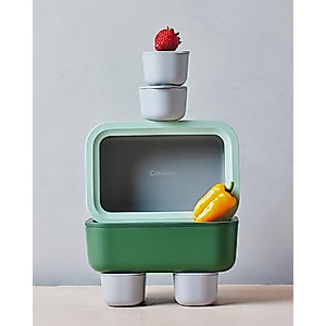 Caraway Glass Food Storage - 6.6 Cup Glass Container - Ceramic Coated Food Container - Non Toxic, Non Stick Lunch Box Container with Glass Lids. Dishwasher, Oven, & Microwave Safe - Navy