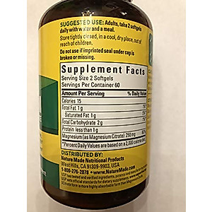 Nature Made Magnesium Citrate Softgels, 120 Count (Pack of 2)