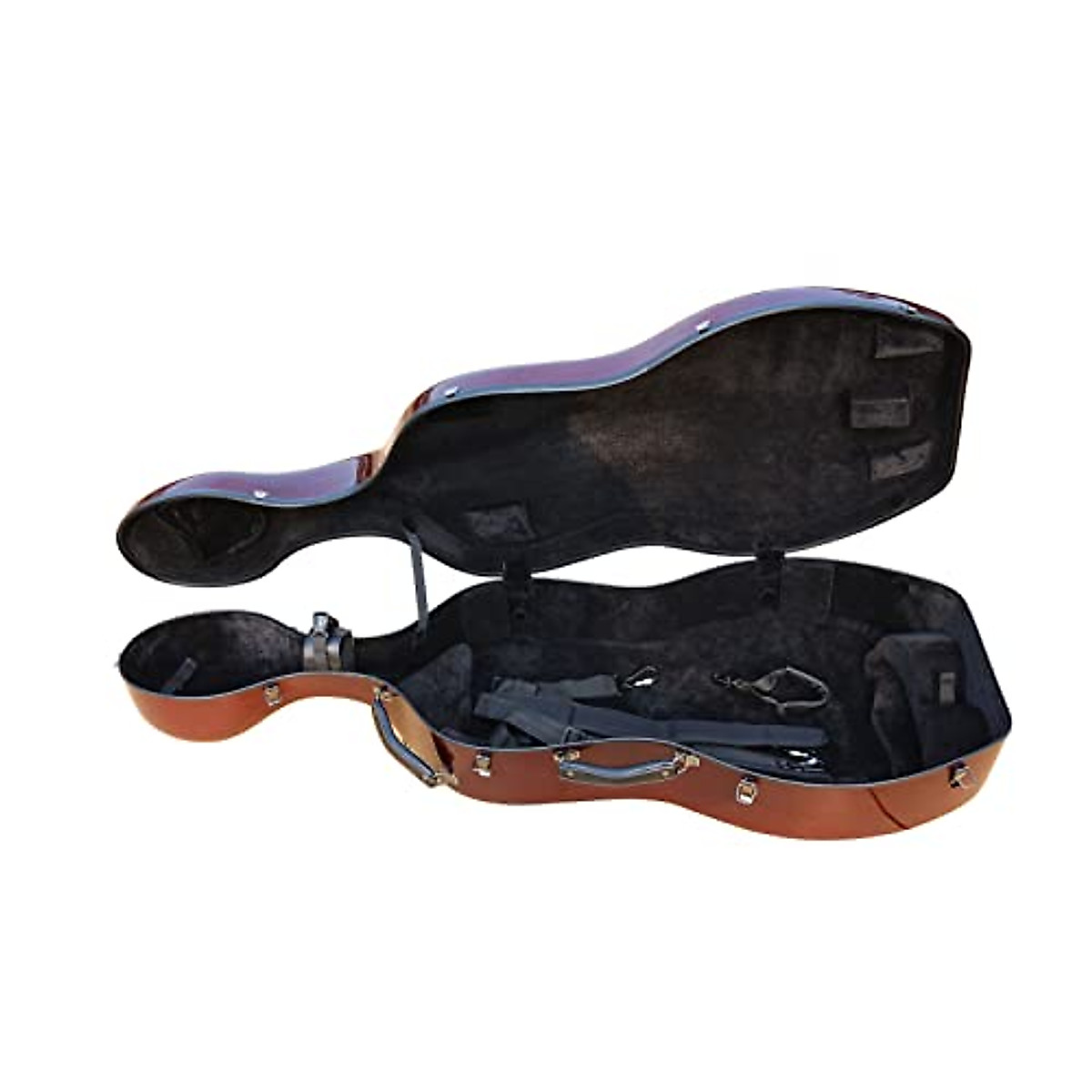 Hard Cello Case 4/4 Full Size Mixed Carbon Fiber Strong & Ultralight Cello Box with 2 Bow Holders & 2 Strong Handle & 2 Back Straps & Wheels Cello Bag (Red)