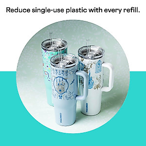 Corkcicle x Disney Princess Ariel Cruiser Insulated Tumbler with Handle & Straw - 40 oz Reusable Water Bottle Keeps Beverages Cold for 20 Hrs, Hot for 9 Hrs – Cupholder Friendly, Spill Proof Tumbler