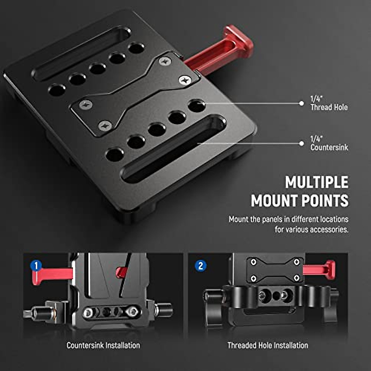 NEEWER Mini V Mount Battery Plate for BP-V47 BP-V95 BP-150WS BP-190WS, with 1/4" Threads and Quick Release Button Compatible with SmallRig Cage Rig 15mm Rod Clamps Compatible with Tilta, PS001