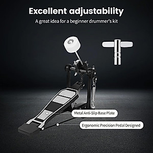 Bass Drum Pedal,Drum Pedal,Kick Drum Pedal with Hammer,Chain Drive Bass Pedal, Drum Practice Pad Instrument Accessories