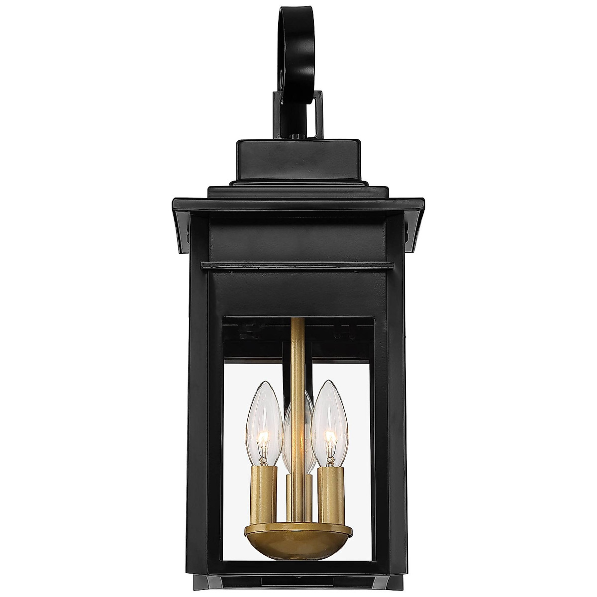 Franklin Iron Works Bransford Rustic Farmhouse Outdoor Wall Light Fixture Black 3-Light 19" Clear Glass Shade for Exterior Barn Deck House Porch Yard Patio Outside Garage Front Door Garden Home