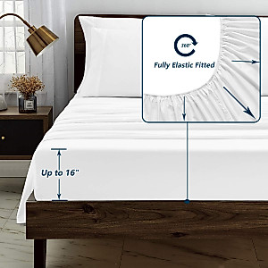 CozyLux Queen Bed in a Bag White Seersucker Comforter Set with Sheets 7-Pieces All Season Bedding Sets with Comforter, Pillow Sham, Flat Sheet, Fitted Sheet and Pillowcase