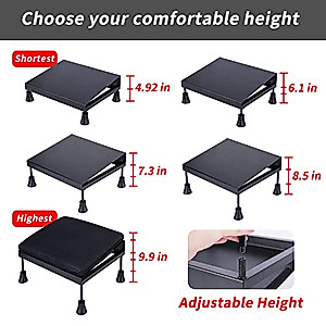 Mymyth Office Foot Rest for Under Desk at Work - Iron Adjustable Ergonomic Footrest Strong & Durable - 6 Heights Foot Stool with Memory Foam Cushion - for Computer Gaming