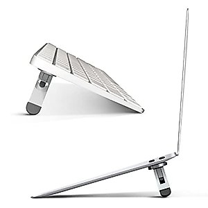 AQUUES Solutions ProRiser Self-Adhesive Non-Scratch Aluminum Laptop & Keyboard Stand for Desk, 1.75 & 3in Elevation, Adjustable Computer Stand, Laptop Riser – for Up to 20in Laptops and Keyboards