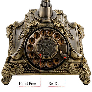 Jucoan Vintage Rotary Telephone, Retro Old Fashioned Classic Corded Phone, Decorative Antique Landline Phone for Home Office Decor, Bronze
