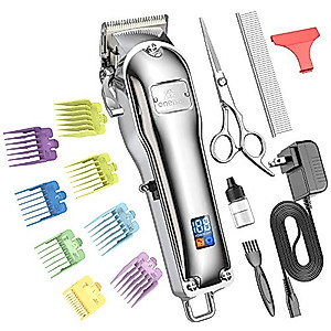 oneisall Dog Clippers for Grooming Professional Cordless Hair Shears Trimmers for Thick Coats,8 Guide Guards with Metal Blade for Dogs and Cats Animals