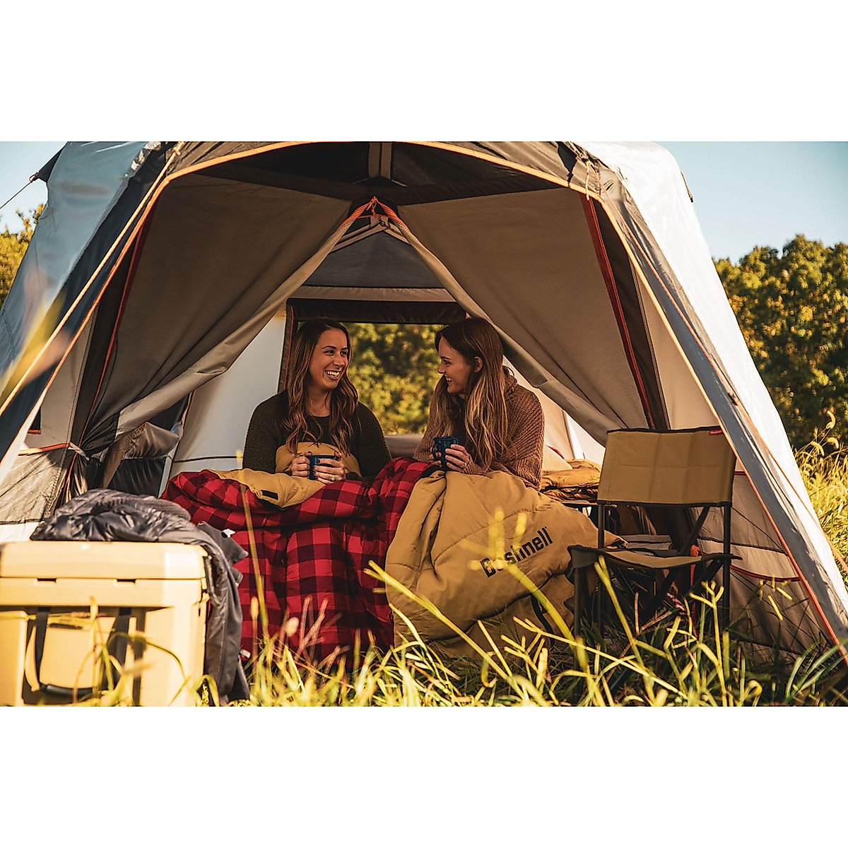 Bushnell Hooded Canvas Sleeping Bags | 20 Degree Sleeping Bag with Heavy Flannel Lining for Cold Weather Camping