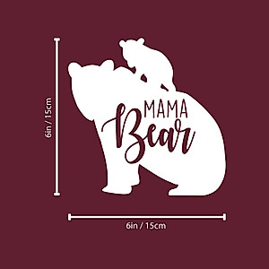 Vinyl Wall Art Decal - Mama Bear - 6" x 6" - Cute Animal Bear Design Modern Quote Sticker for Trucks Bumper Minivan Cars Window Kids in Family Laptop Decor (White)