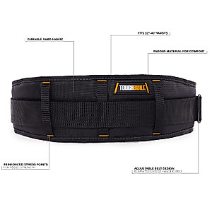 ToughBuilt - Padded Work Belt - Heavy Duty, Deluxe Premium Quality, Durable - Adjustable Size - (TB-43A)
