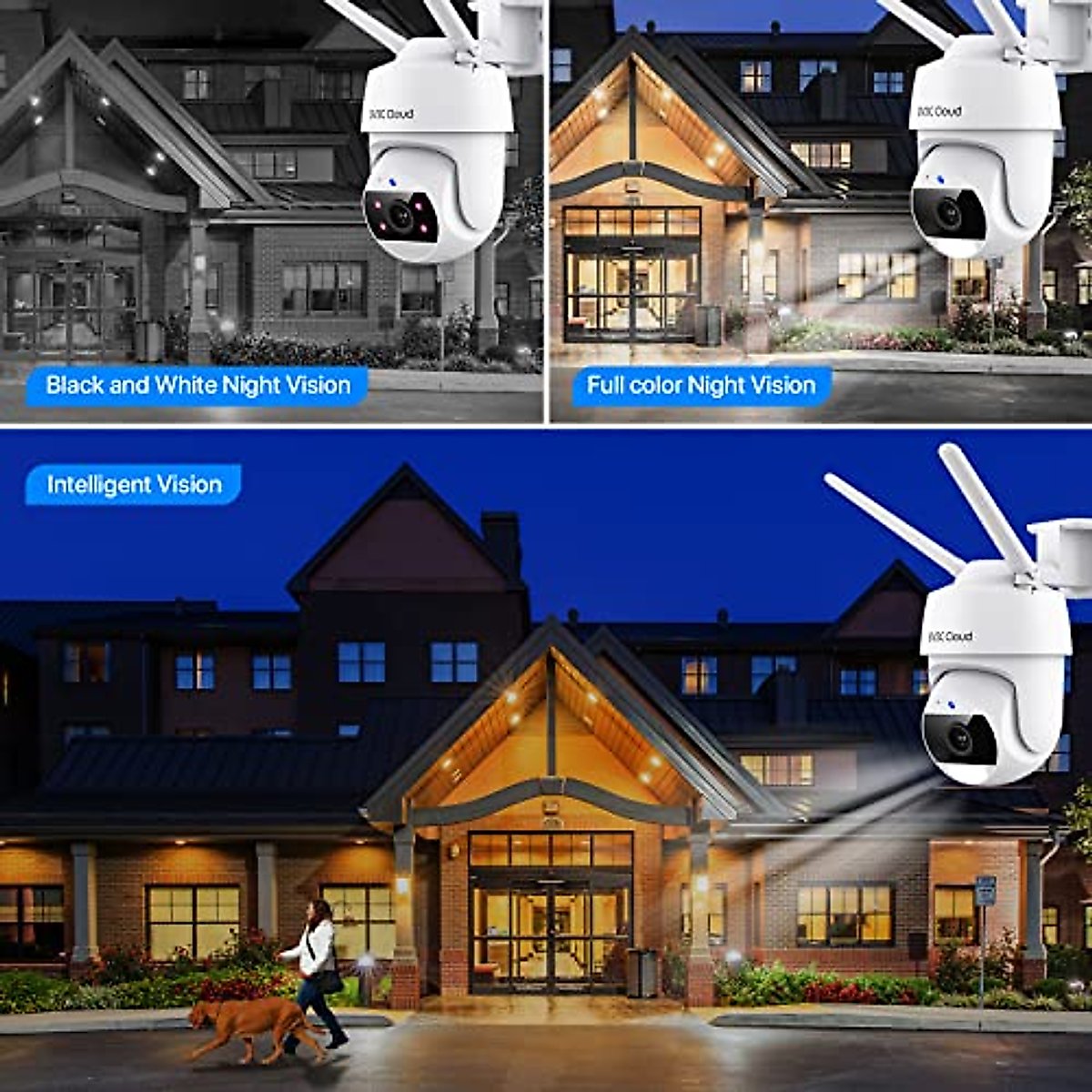 SV3C 5MP Pan Tilt WiFi Camera Outdoor, Security Cameras with Floodlight, Auto Tracking, 2-Way Audio, Alexa Echo, Color Night Vision, Sound Motion Detection, ONVIF, Cloud & SD Card Storage - 3 Pack C16