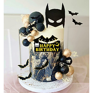 GallaRato Superhero Bat Birthday Cake Topper Man Boy Happy Birthday Cake Decorations for Bat Hero Themed birthday Party Supplies Bat Birthday Decor