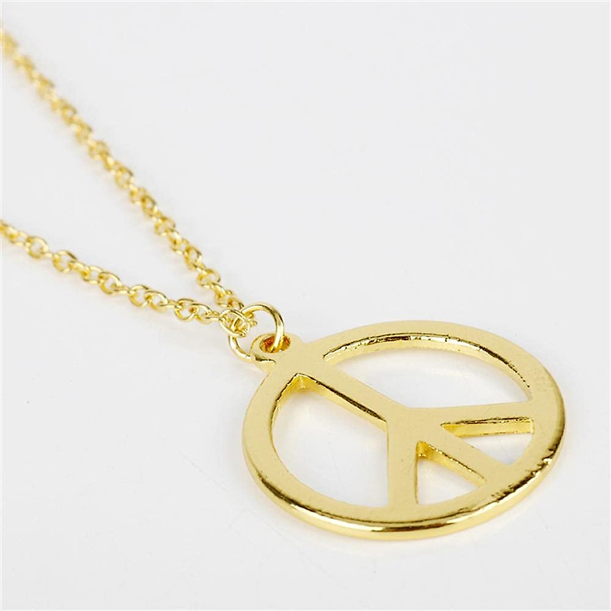 Peace Sign Necklace Hippie Style Love Peace Sign Hippie Pendant Necklace Hippie Party Dressing Accessories 1960s 1970s Jewelry for Women Men-gold