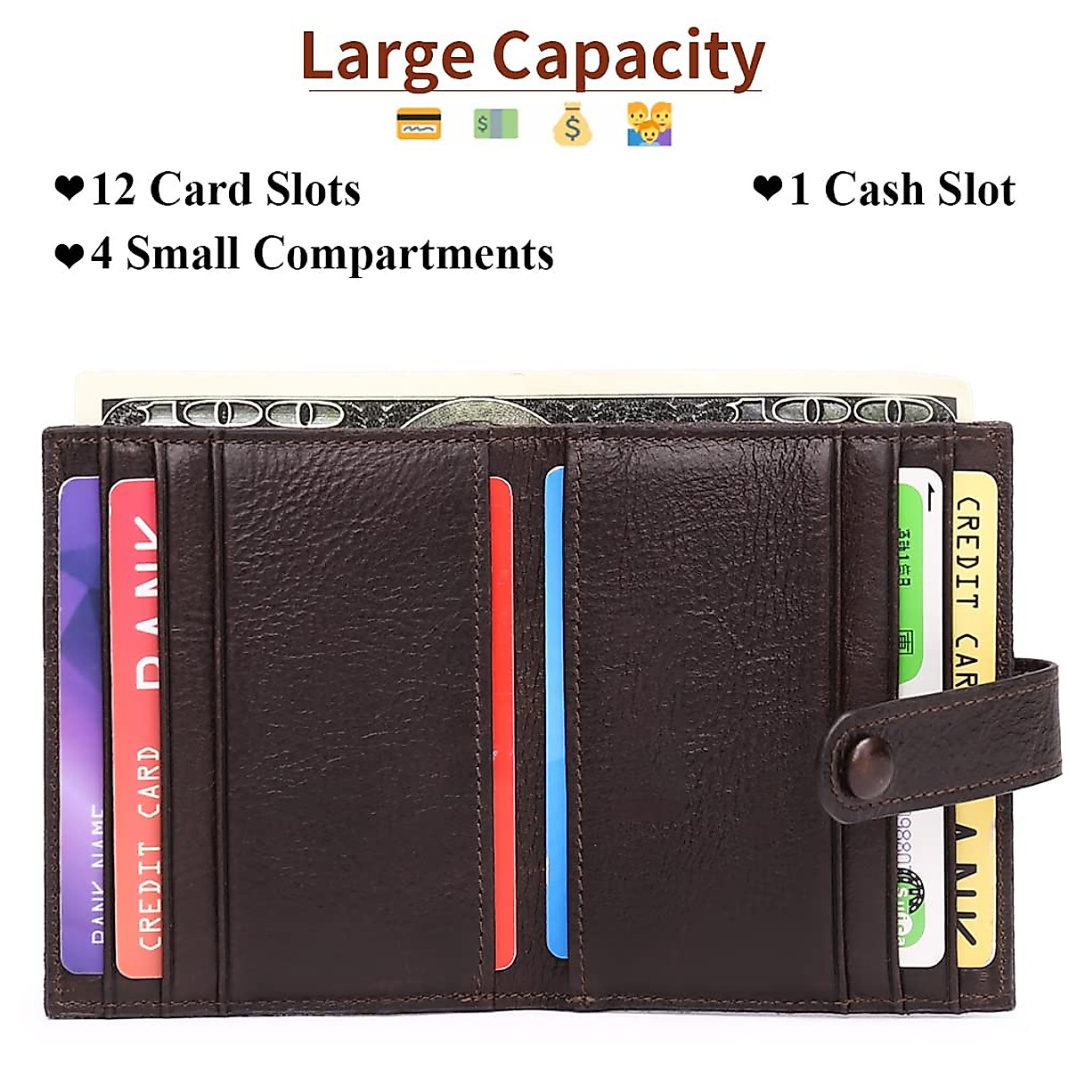 SENDEFN Slim Leather Wallets for Men Card Holder with RFID Blocking Small Bifold Wallet