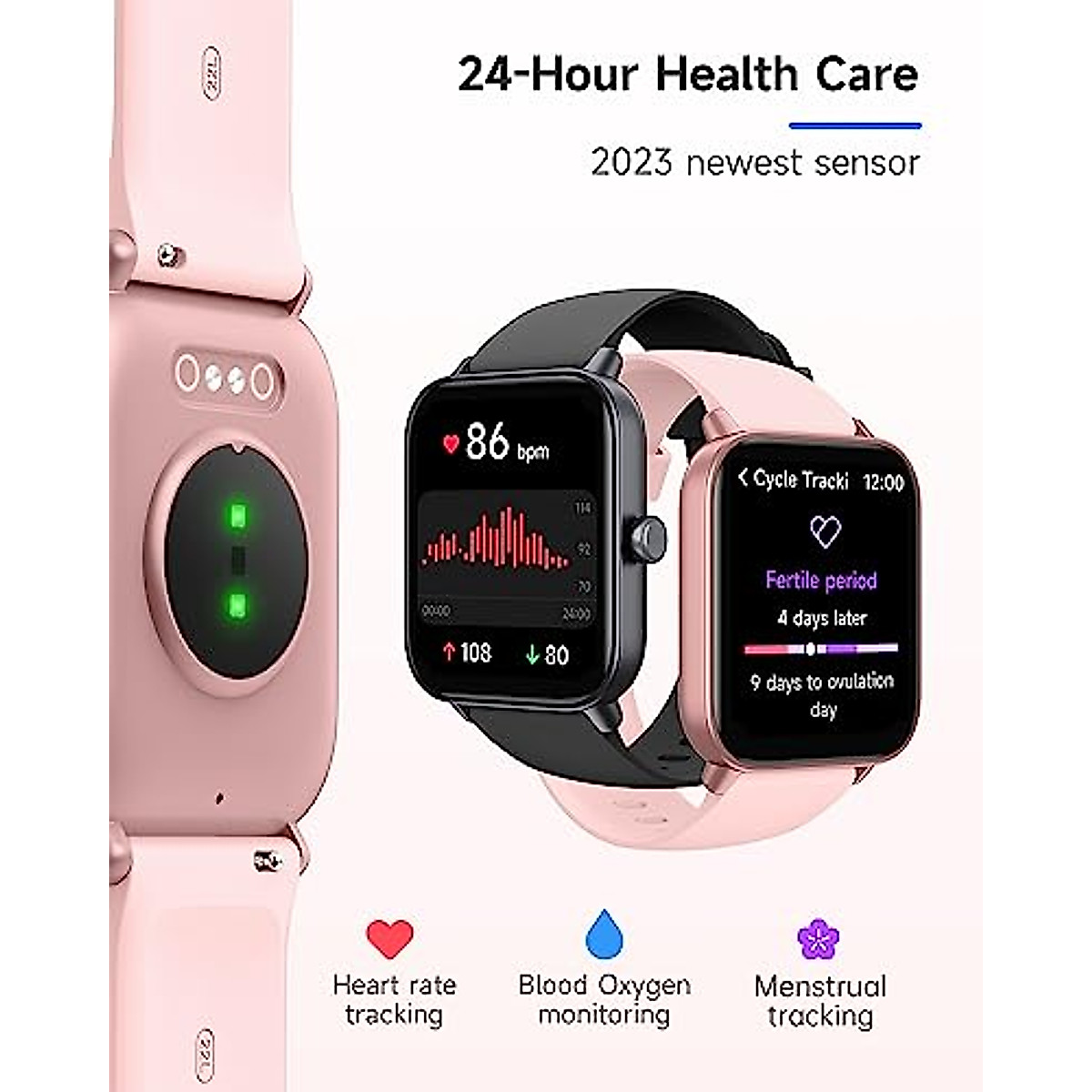 TOOBUR Smart Watch for Women Alexa Built-in, 1.8" Compatible Android iPhone, Answer&Make Call/Heart Rate/Step Counter/Sleep Tracker/100 Sports, Fitness Tracker Watch IP68 Waterproof Swimming