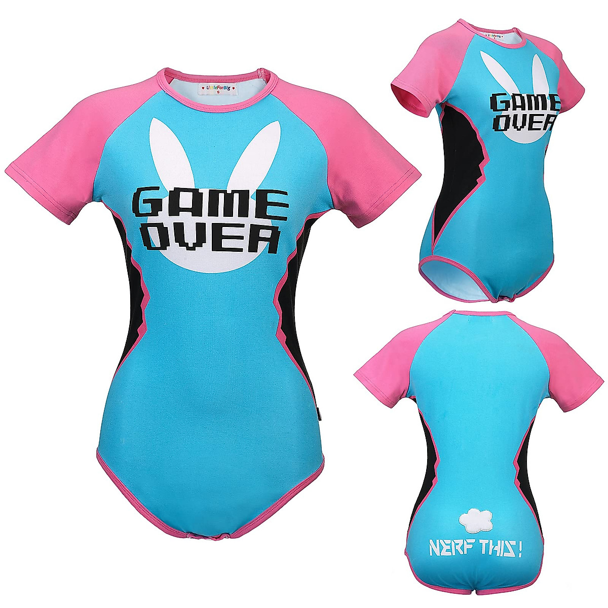 Littleforbig Cotton Romper Onesie Pajamas Bodysuit - Bunnywatch 3XL Blue