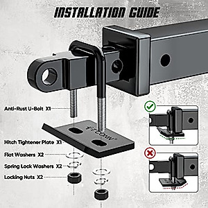 TICONN Shackle Hitch Receiver for 2" Receivers, Heavy Duty Towing & Off Road Accessories for Vehicle Recovery (Hitch Tightener Clamp)