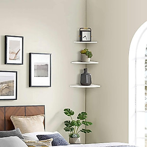 Yuehuam 3 Pack White Corner Floating Shelves Wall Mounted Corner Storage Display Shelving Floating Corner Shelf Rack for Bathroom, Bedroom, Living Room, Kitchen