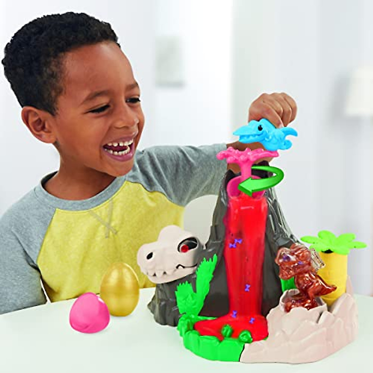 Play-Doh Slime Dino Crew Lava Bones Island Volcano Playset with HydroGlitz Eggs and Mix-ins, Dinosaur Toy for Kids 4 Years and Up, Non-Toxic