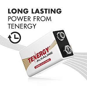 Tenergy 6LR61 9V Alkaline Battery, Non-Rechargeable Battery for Smoke Alarms, Guitar Pickups, Microphones and More, 12 Pack