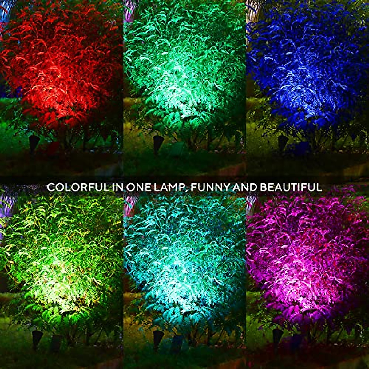 MGKZ Solar Spot Lights Outdoor, Multi-Color Waterproof Solar Landscape Lighting RGB Spotlights Solar Outdoor Lights Halloween Christmas Decoration Lights for Garden Backyard Pool Flag, 2 Pack