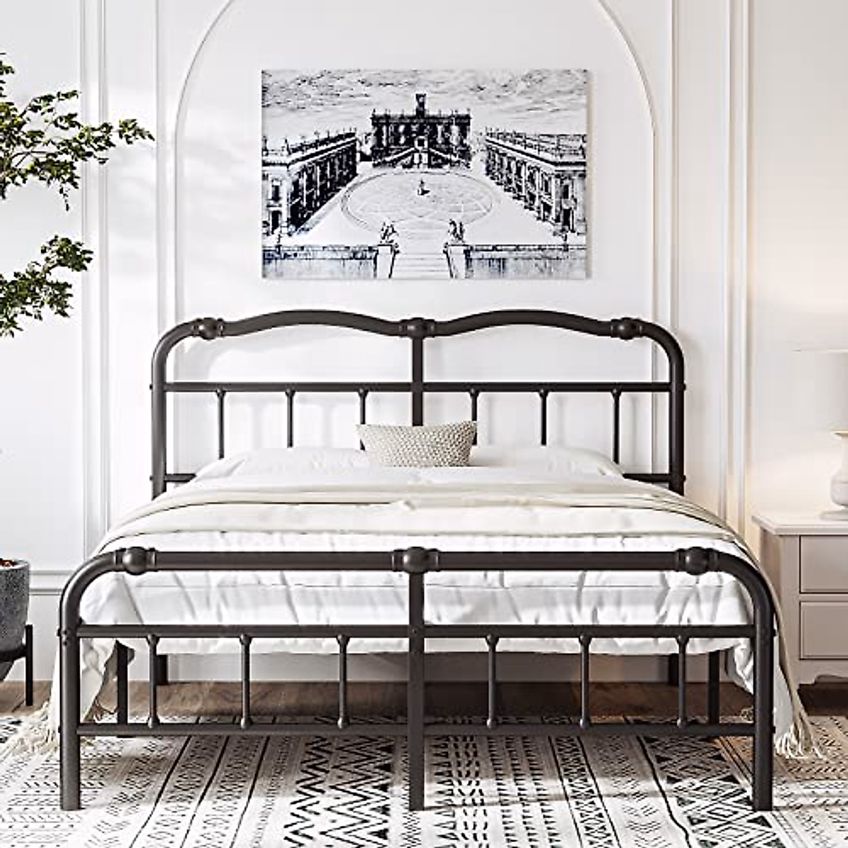 VTWAZAST King Size Bed Frame with Headboard and Footboard,14 Inch High, Maxium 3500lbs Support for Mattress, No Box Spring Needed, Easy Assembly,Non-Slip, Noise-Free, Black