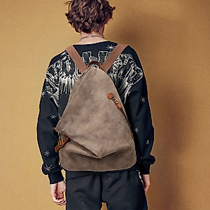 KL928 PU Leather Vintage Backpack – Large Casual Daypack Outdoor Travel Rucksack Hiking Backpacks for Men Women