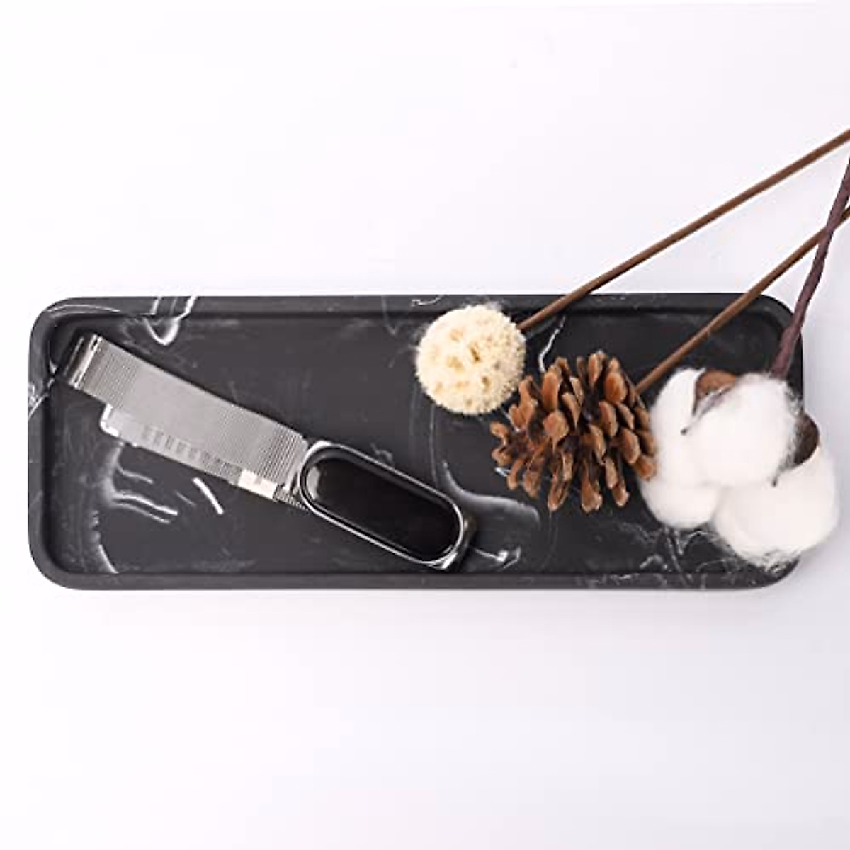 zccz Bathroom Accessory Sets - Marble Design 4 Piece Bathroom Accessories Complete Set - Soap Dispenser, Toothbrush Holder, Bathroom Tray, Bathroom Tumbler - Vanity Countertop Organizer, Black