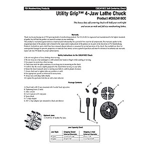 PSI Woodworking CUG3418CC Utility Grip 4-Jaw Lathe Chuck System